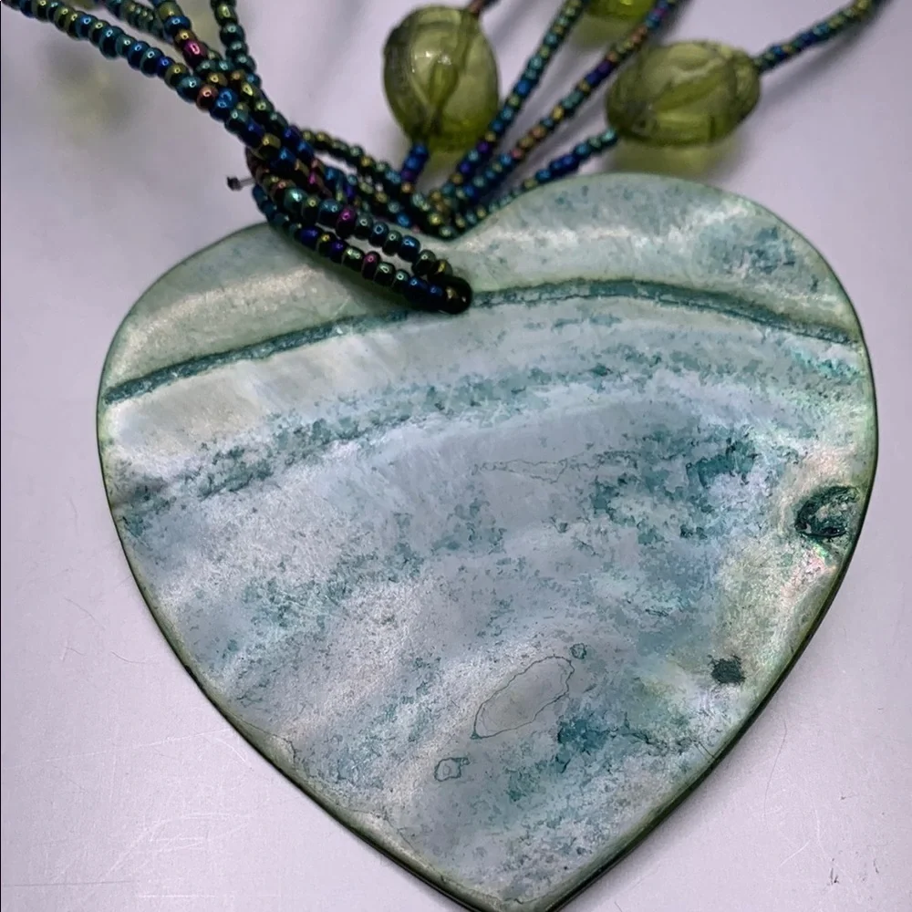 Jewelry | Green Abalone Shell Heart Pendant Necklace 1618 Lobster Clasp ...